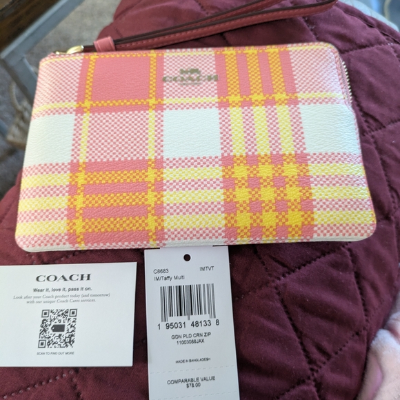 Coach | Bags | Coach Wristlet Pastel Colors Checkered New | Poshmark